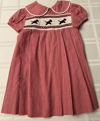 Girls Smocked Red Check Dress- 3 T | eBay