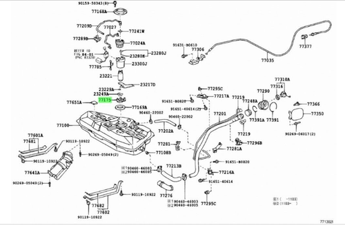 Toyota Genuine OEM GASKET, FUEL TANK FILLER PIPE, LOWER ☆ 77175-47010 ...