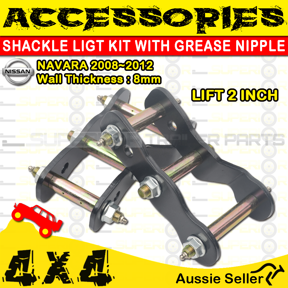 2" inch Rear Extended Lift Up Greasable Shackles Fits NAVARA 2008~2012 ...