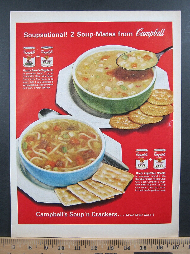 1963 Vintage Print Ad Campbells Soup Beef Noodle Vegetable Soup Wall ...