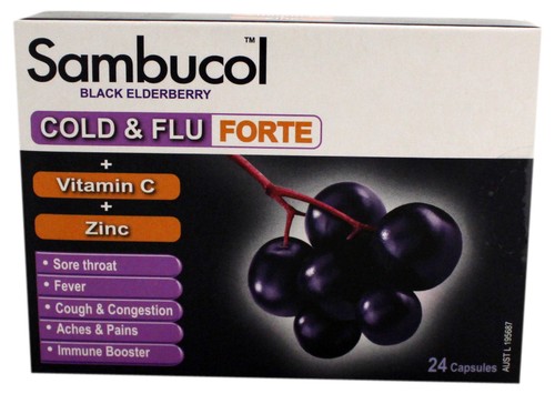 1 x Sambucol Cold & Flu FORTE 24 Capsules ::Black Elderberry:: | eBay