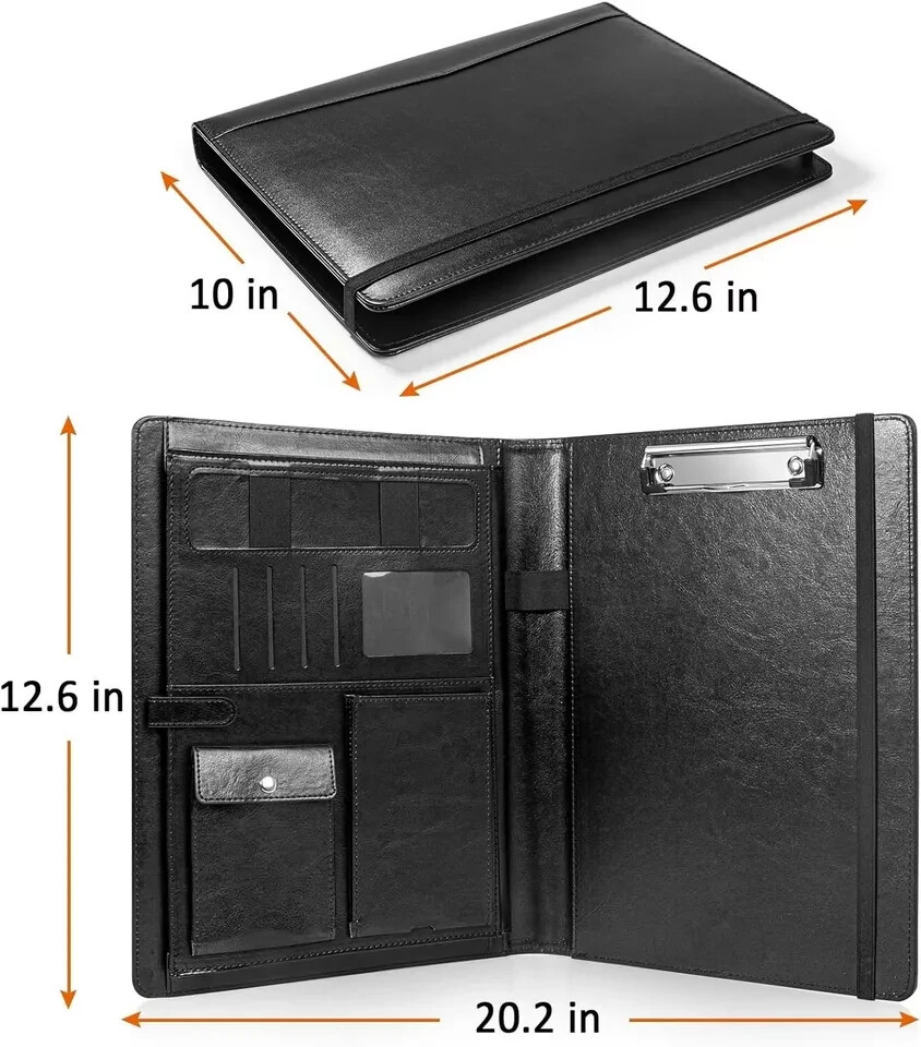 Leather Padfolio Business Portfolio Notebook Binder Office Organizer ...