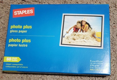 Staples Photo Plus Gloss 4x6 Inch Photo Paper 60 Sheets - For All Injet ...