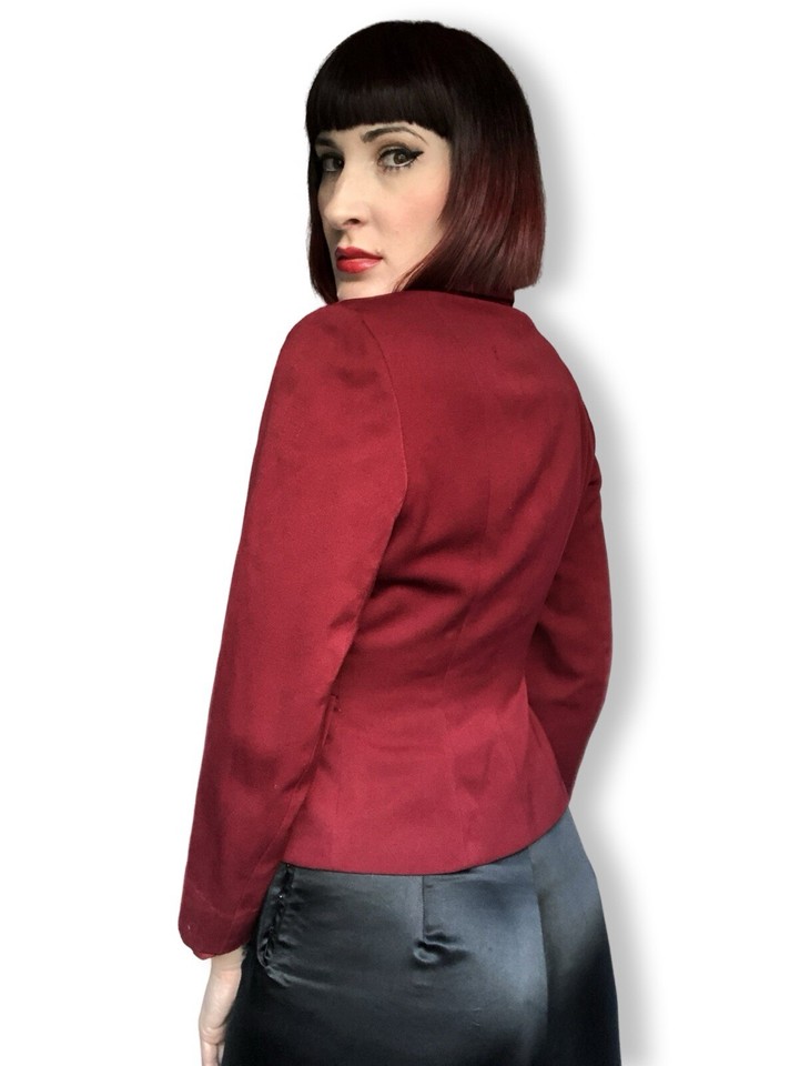 Vintage 1940s Red Wool Gabardine Triple Breasted Button Blazer Jacket ...