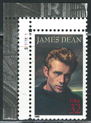 Mint US James Dean Single Gutter Stamp With Plate# S1111111,Scott# 3082 ...
