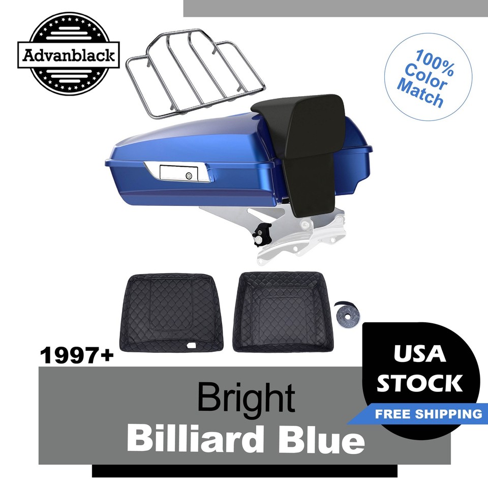 Bright Billiard Blue Razor Tour Trunk Pack Luggage Fits Harley Touring ...