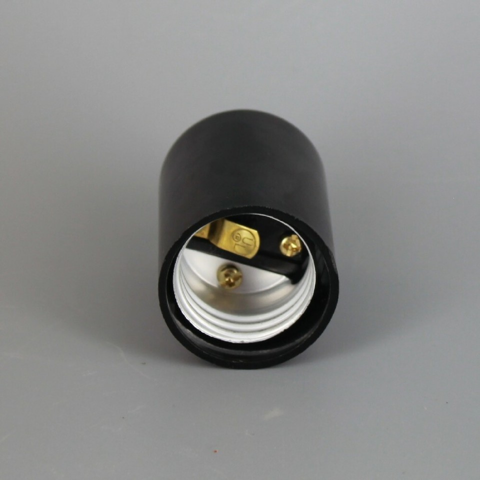 BLACK PLASTIC HUSK 2 PIECE BOTTOM TURN KNOB LAMP SOCKET E26 MEDIUM BASE ...