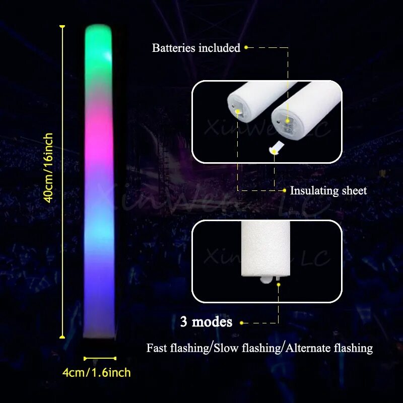 Set of Large RGB LED Glow Foam Stick | eBay