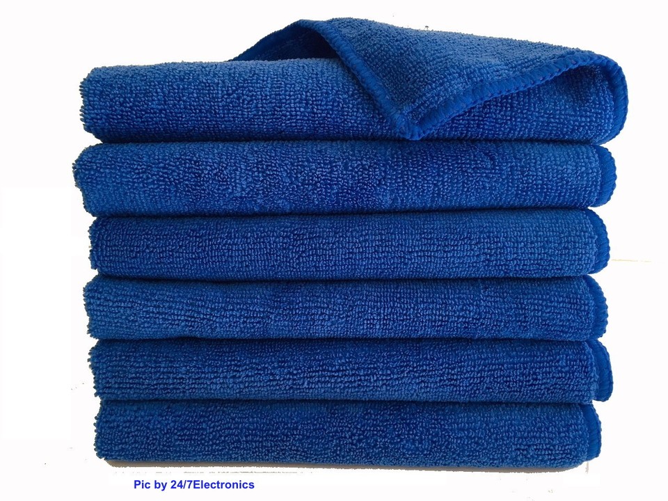 6 BLUE NAVY MICROFIBER CLEANING WASH CLOTH KITCHEN TOWEL 16"x16 ...