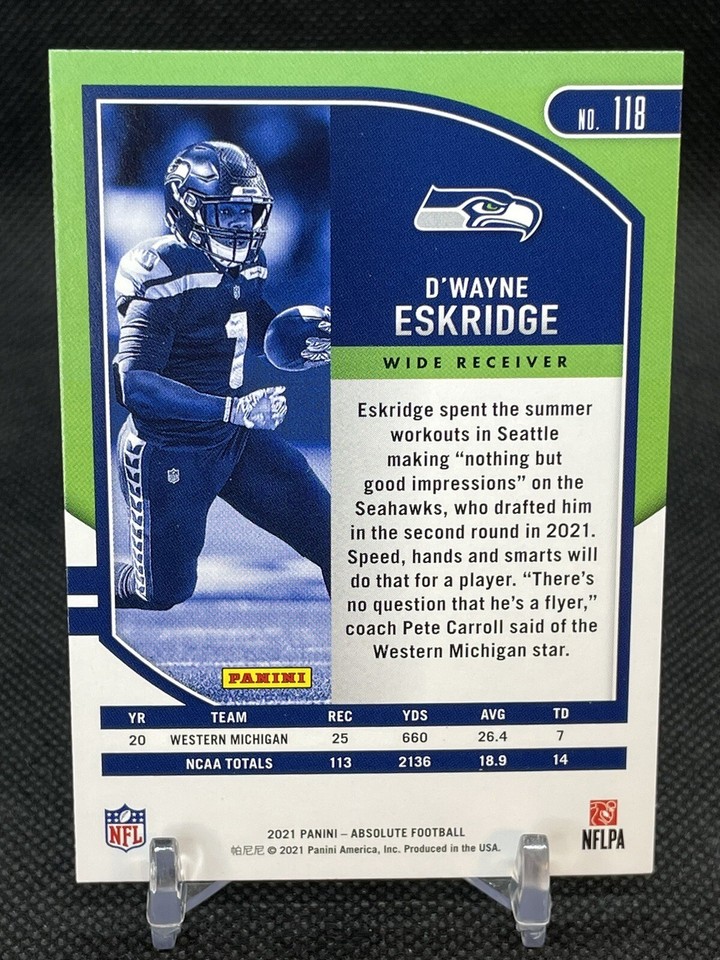 Dwayne Eskridge 118 Rookie Card 2021 Absolute Football RC Seattle ...