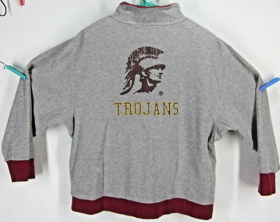 USC TROJANS mens IZOD COLLEGIATE GRAPHIC REVERSIBLE RED/GRAY ZIP ...