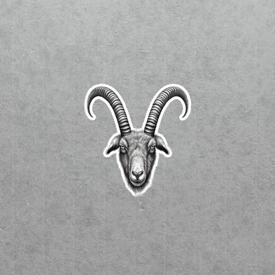 Vintage Engraved Goat Head Sticker - Detailed Realistic Illustration ...