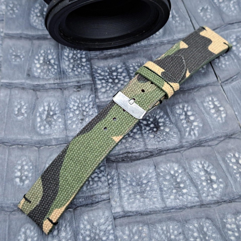 22mm/18mm Camouflage Canvas Bund Watch Strap Military Fashion ...