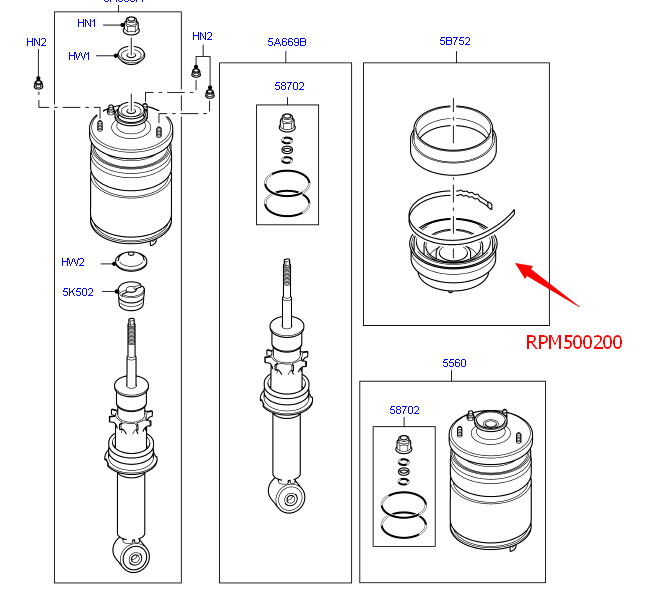 RPM500200 Air Shock Absorber Boot Dust Cover Rear Fit LR3 LR4 Range ...