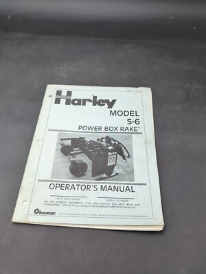 Harley Model S-6 Power Box Rake Operators Owners Manual | eBay