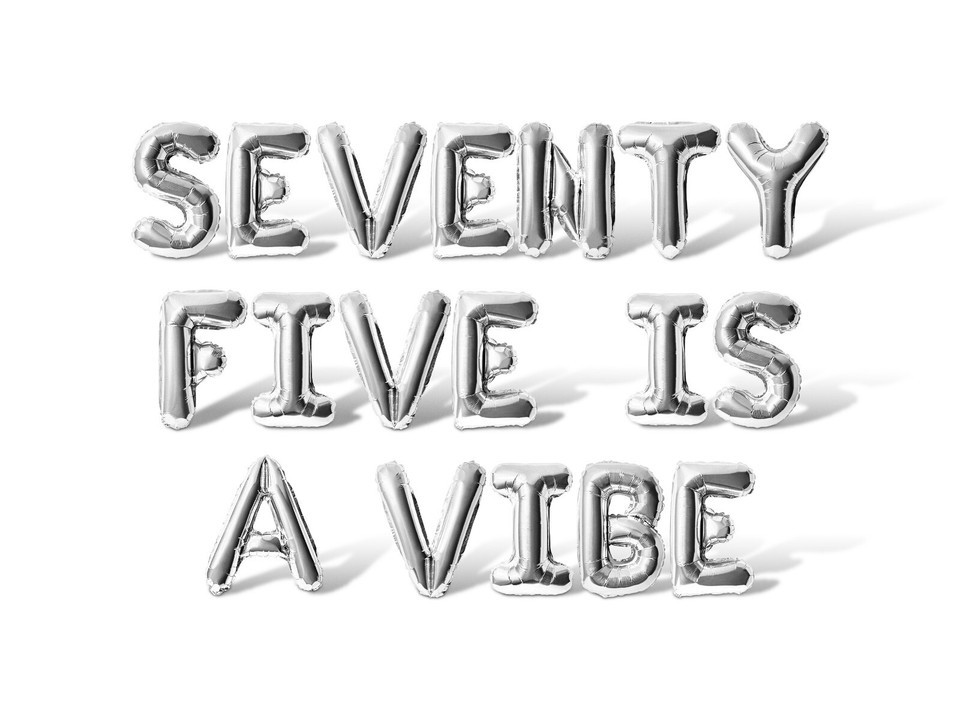 SEVENTY FIVE IS A VIBE Letter Balloon Banner - 75th Birthday Party ...