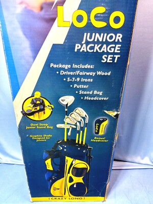 NEW Dunlop/Loco Golf Club Jr. Crazy Long Junior Set Bag Left Iron Wood ...