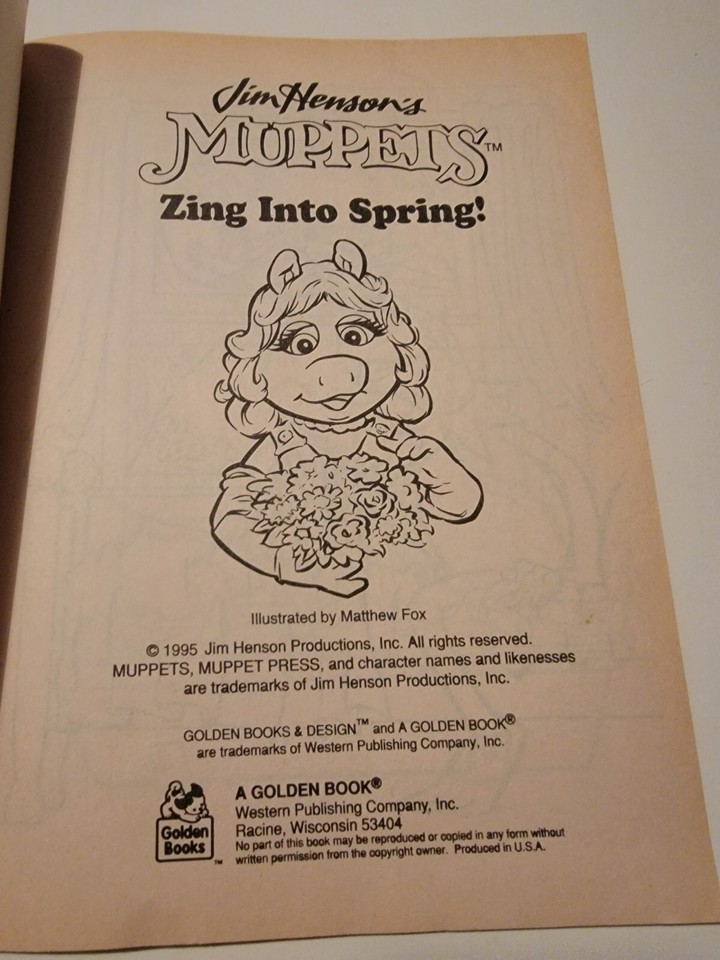 1995 Jim Henson's The Muppets Zing Into Spring A Big Coloring Book ...