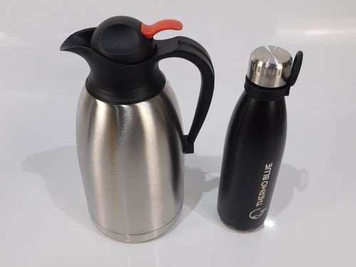 2 Litre Thermo Vacuum Jug & 500ml Therm Flask - Stainless Steel Double ...