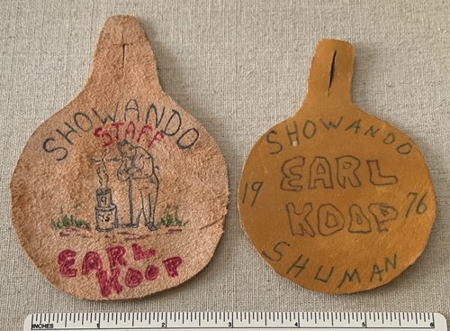 1970s DOUG KOOP Boy Scout Leather Dangle PATCHES Longhorn Council Camp ...