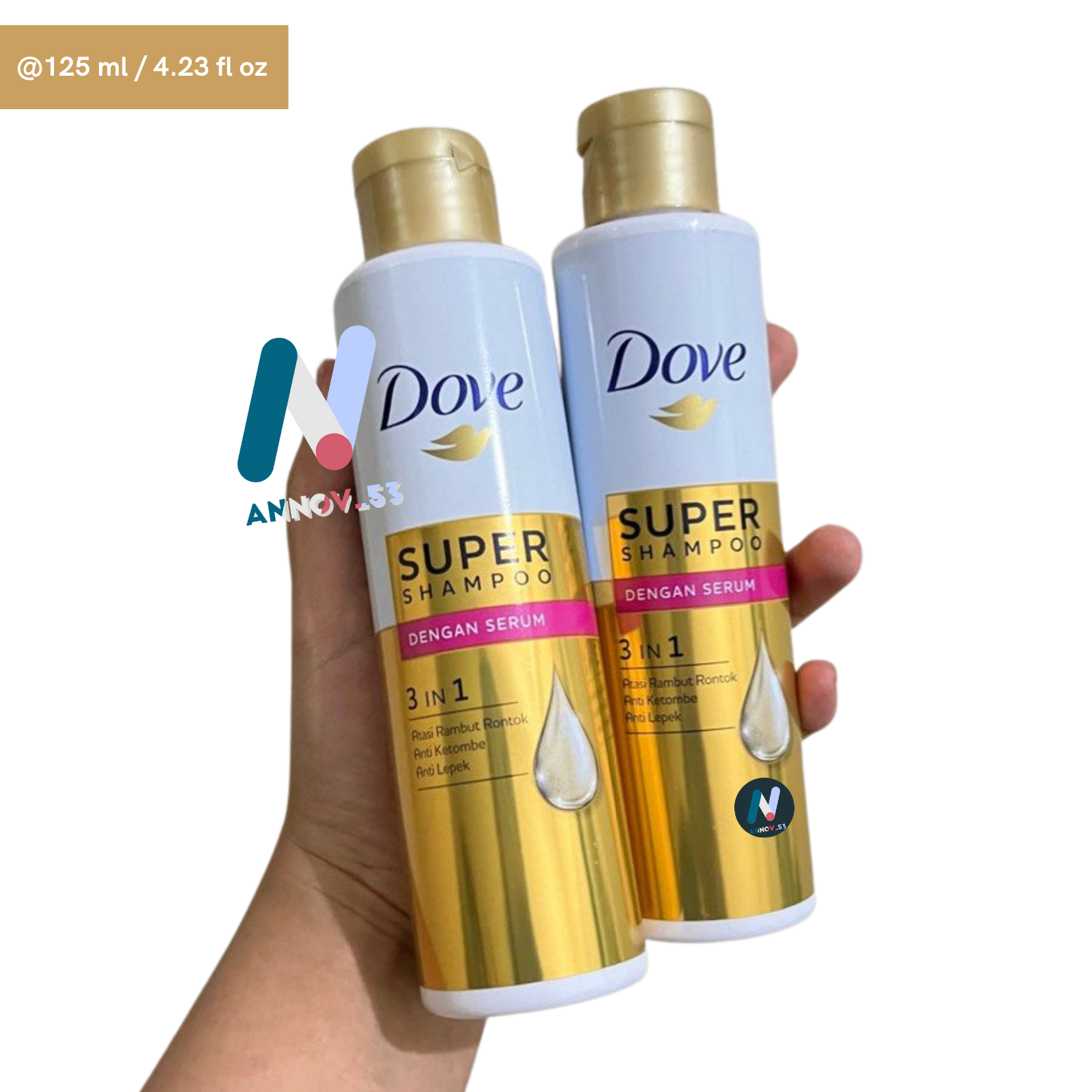 DOVE Super Shampoo 3 in 1 Anti Dandruff Hair Loss Fall Regrowth No-Slip ...