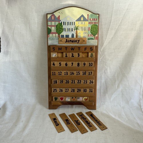 VTG Handmade Hand Painted Wooden Tile Perpetual Changeable Wall ...