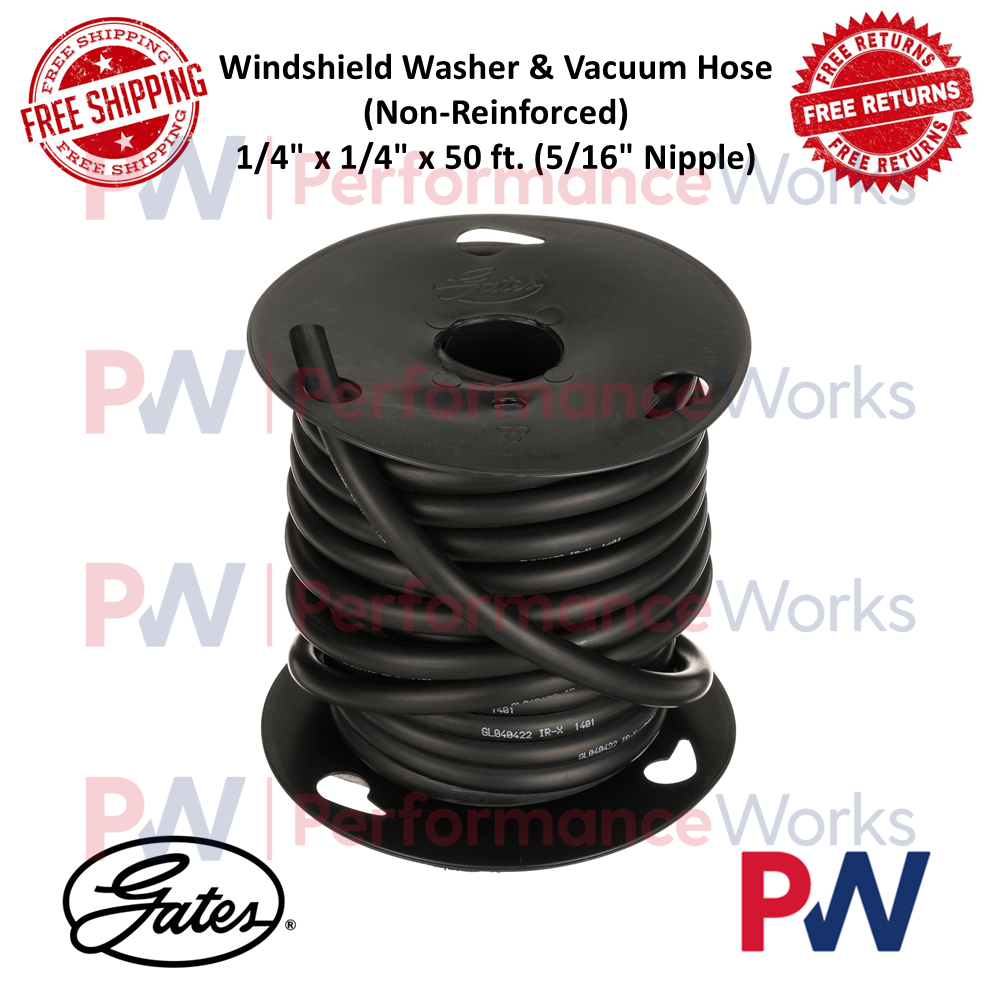 Gates Windshield Washer & Vacuum Hose Non-Reinforced Black 1/4" x 1/4 ...