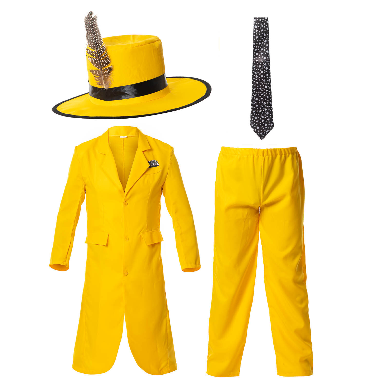90s Fancy Dress Men’s Yellow Gangster Suit The Mask Jim Carrey Costume ...