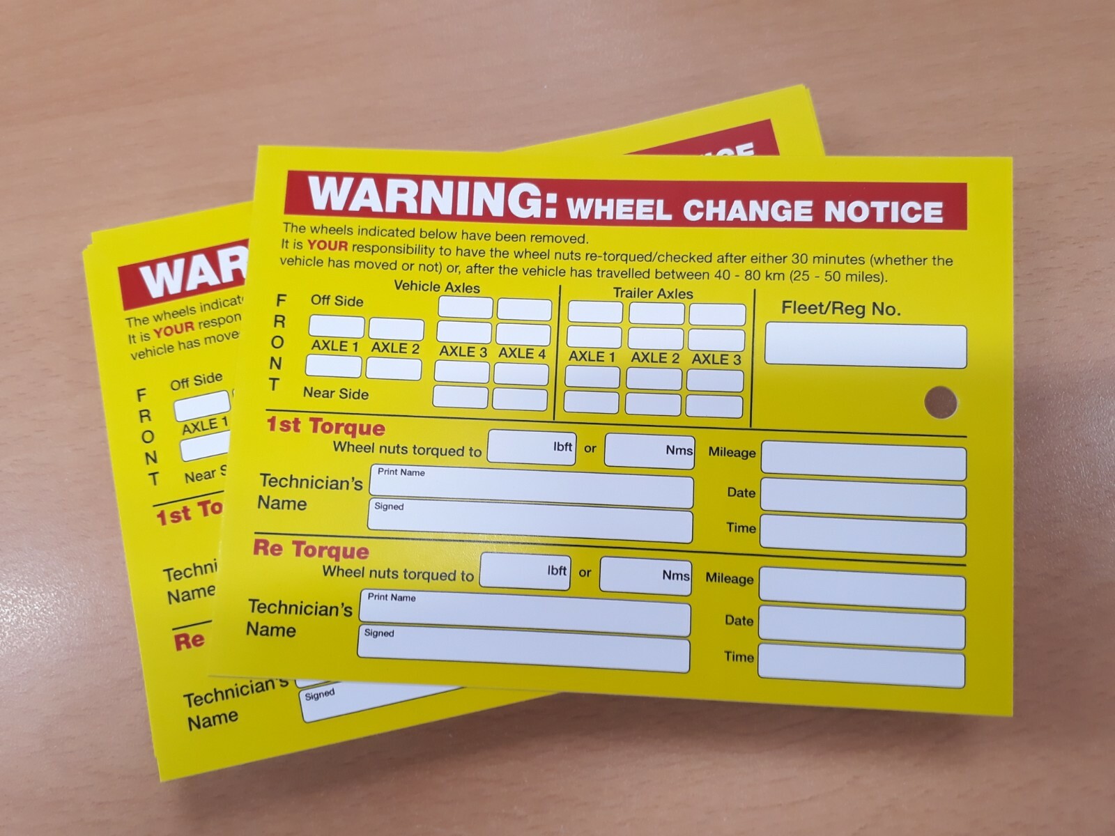 Wheel security re-torque, tourque warning tag, card (50 Cards) | eBay UK
