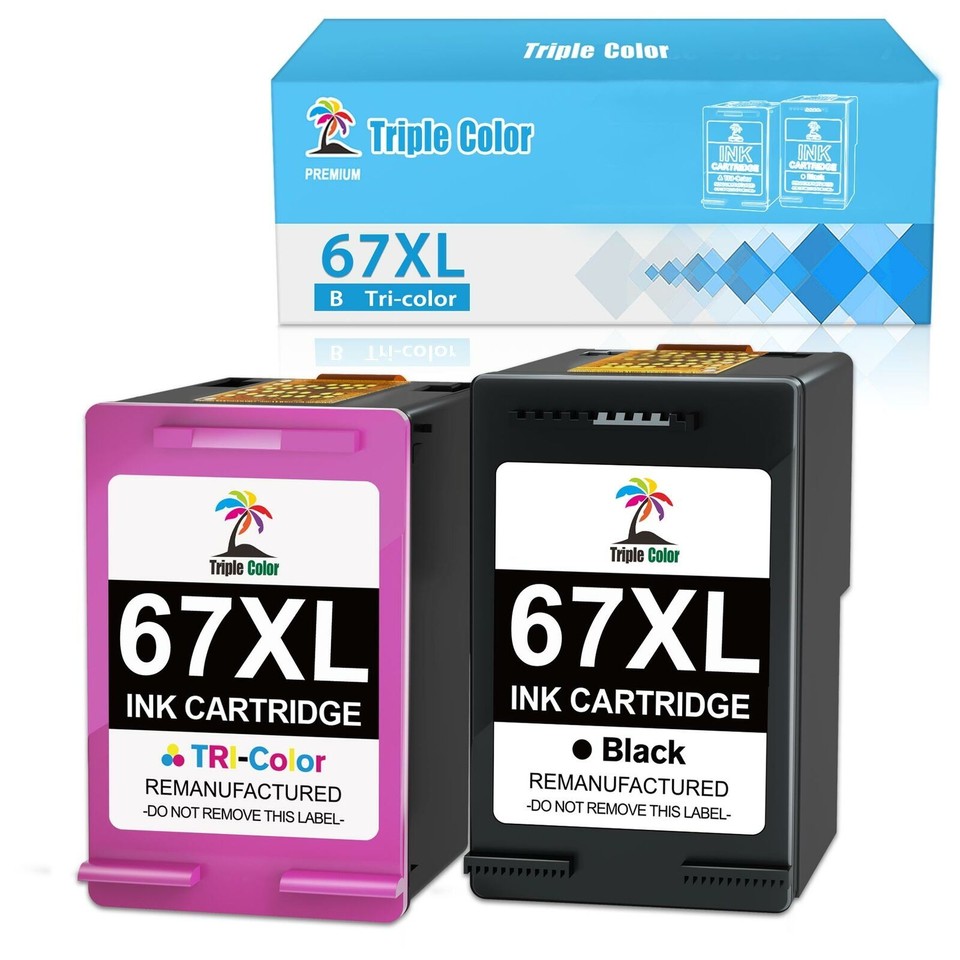 67 XL Ink Cartridge for HP 67XL Deskjet 2720e 2755 4155 4158 Envy 6010 ...