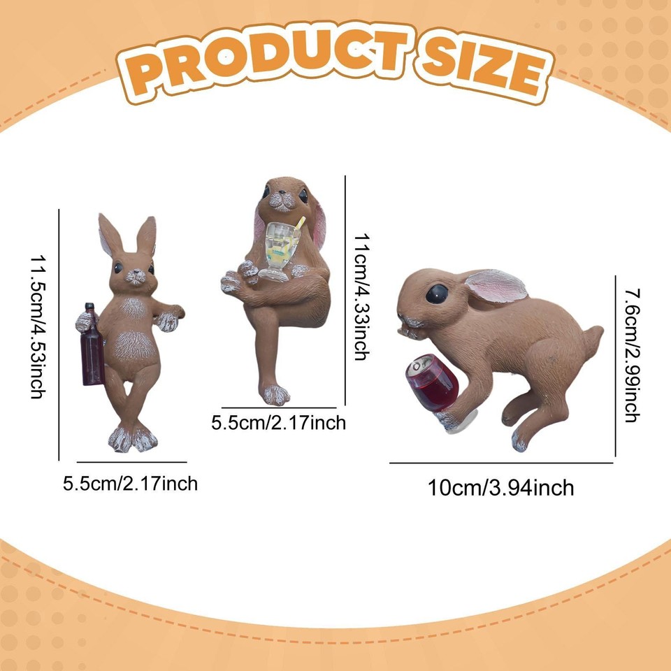 3 Pieces Easter Bunny Figurines Planter Decor Small Animal Sculptures ...