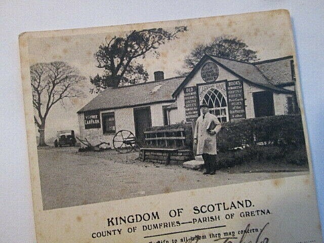 RARE 1933 SCOTLAND MARRIAGE CERTIFICATE~POSTCARD Real Photo OLD ...