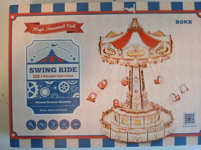 ROKR Swing Ride DIY Music Box 3D Wooden Puzzle Magic Amusement Park ...