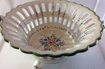 Ceramic Fruit Bowl/Basket Hand Painted Made In Portugal Exclusively For ...