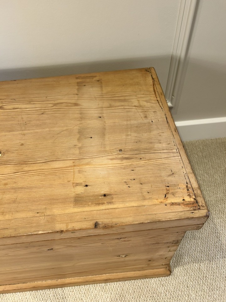 Antique Pine Blanket Box-Chest-Trunk-Coffee Table-Storage-Vintage-Dove ...