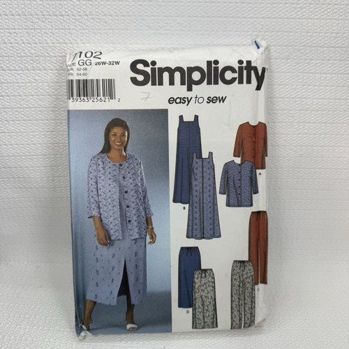 Simplicity 7102 Womans Jumper Dress Pants Skirt Shirt Pattern 26W-32W ...