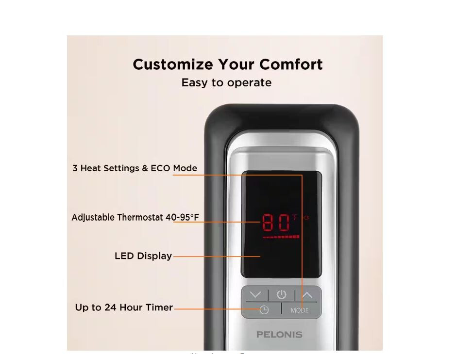 Pelonis space heater 1500-watt portable digital electric oil-filled ...