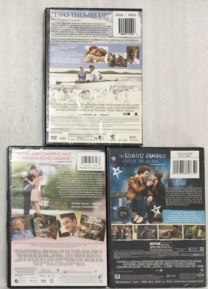 The Fault In Our Stars / Notebook / The Vow / 3-DVD Lot NEW SEALED | eBay