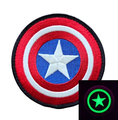 CAPTAIN AMERICA SHIELD LOGO STAR GLOWING EMBROIDERED MORALE PATCH HOOK ...