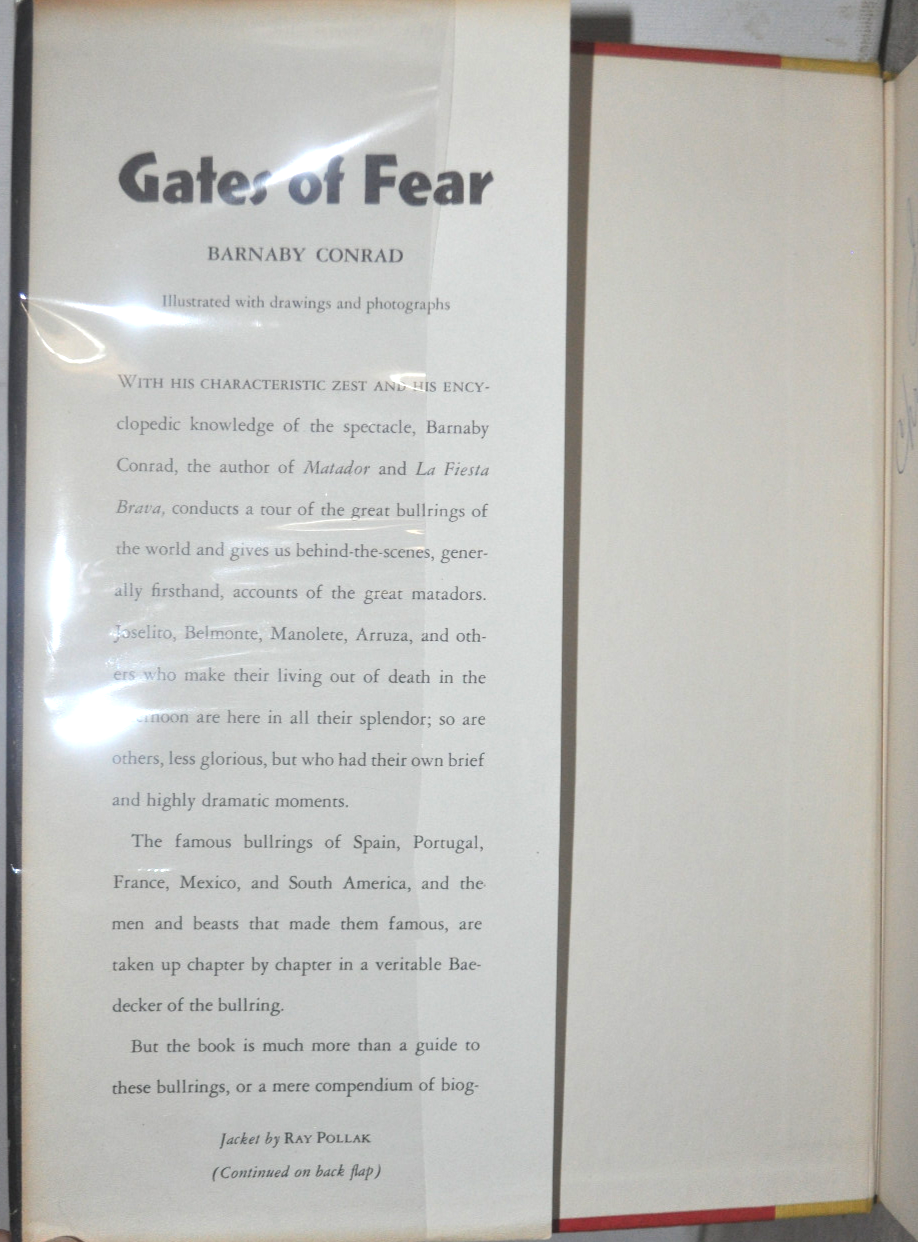 Barnaby Conrad ~ Gates of Fear ~ 1st Edition / 1st Printing ~ Hardcover ...