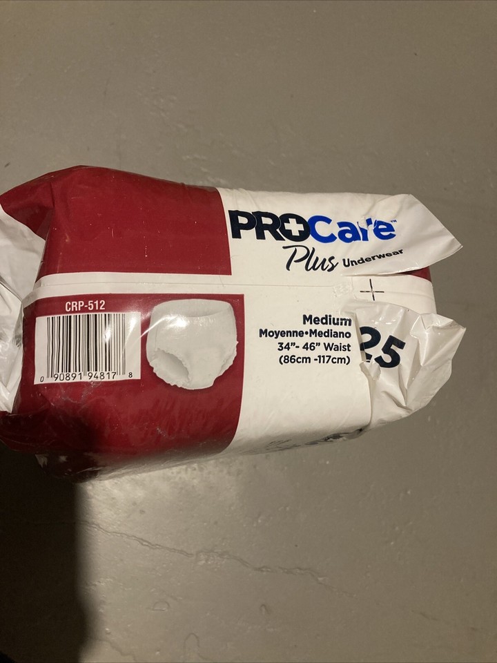 ProCare Plus Underwear/Adult Diapers Medium Waist 34" To 46" (25 pk ...