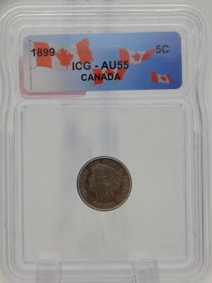1899 Canada 5 Cent Piece Coin - Nickel - ICG Graded AU 55 (BT777) | eBay