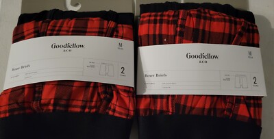 2x GOODFELLOW & CO Men's 2 Pair Boxer Briefs MEDIUM 32/34 Red Plaid ...
