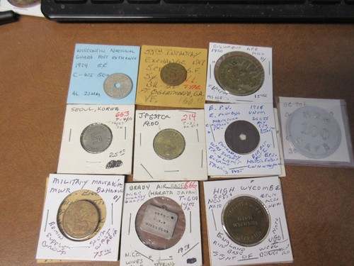 (10) US Military Trade Token Collection / Includes RARE Fort Oglethorpe ...