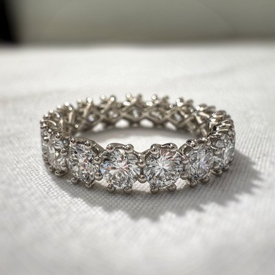 3Ct Lab Created Diamond Eternity Band Platinum Round | eBay