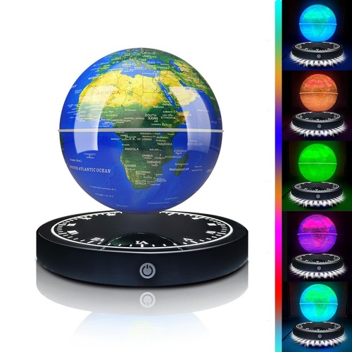 Magnetic Levitating Globe with LED Light, 360°Rotating Floating Globe ...