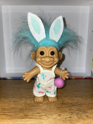 Russ 5" Troll EASTER BUNNY doll Aqua Hair Ears, Jumper & Easter Egg ...