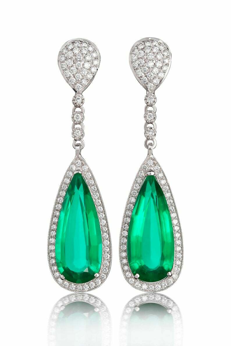 Elegant Royal Hand Made 925 Silver With 20.81CT Emerald & 1.88CT CZ ...