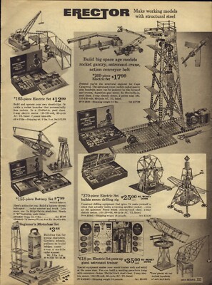 1963 PAPER AD Science Career Series Erector Set Motorized Kenner Hydro ...