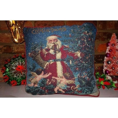 Vintage Cross Stitch Santa & Angels Pillow Christmas throw pillow | eBay
